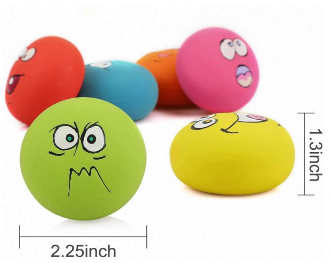 6pcs Smile Face Soft Latex Squeaky Dog Balls For Puppy Small Medium Pet ...